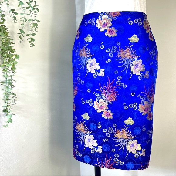 Heart Moon Star | Skirts | Heart Moon Star Silk Blend Asian Print Blue ...